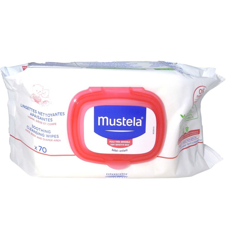 MUSTELA LINGETTES NETTOYANTES APAISANTES x70 PEAU SENSIBLE