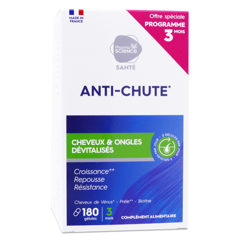 PHARMASCIENCE ANTI CHUTE CHEVEUX & ONGLES DEVITALISES 180 GELULES