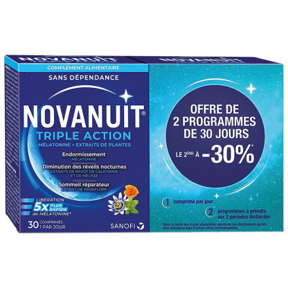 NOVANUIT TRIPLE ACTION LOT DE 2X 30 COMPRIMES