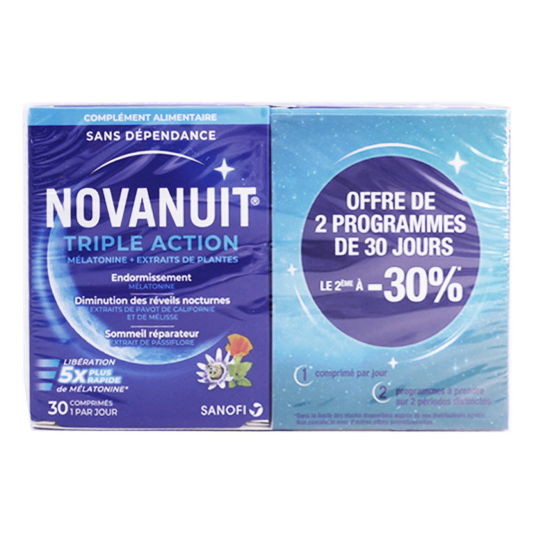 NOVANUIT TRIPLE ACTION LOT DE 2X 30 COMPRIMES