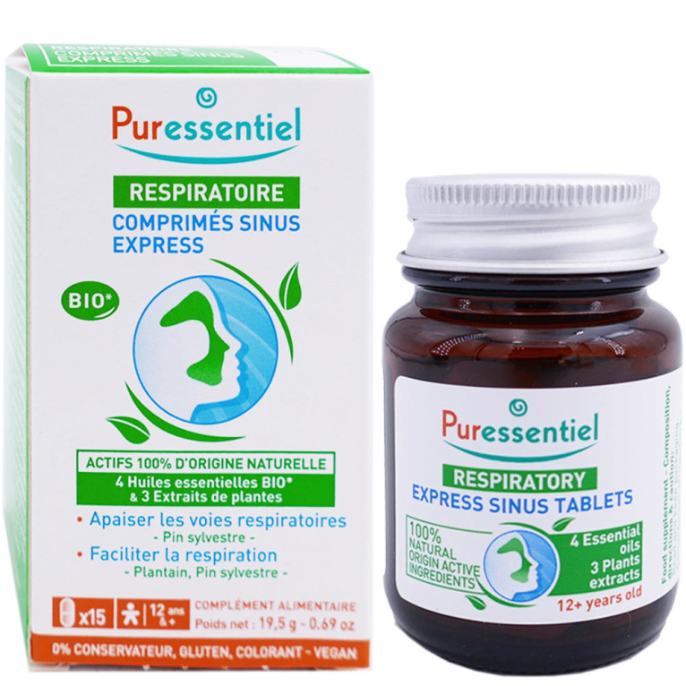 PURESSENTIEL RESPIRATOIRE BIO SINUS EXPRESS 15 COMPRIMES