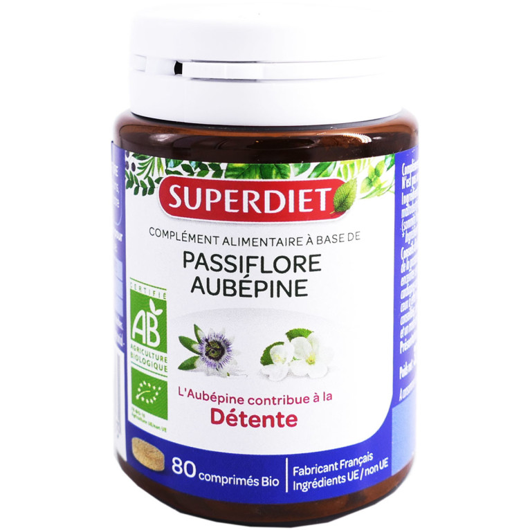 SUPERDIET PASSIFLORE AUBEPINE BIO 80 COMPRIMES