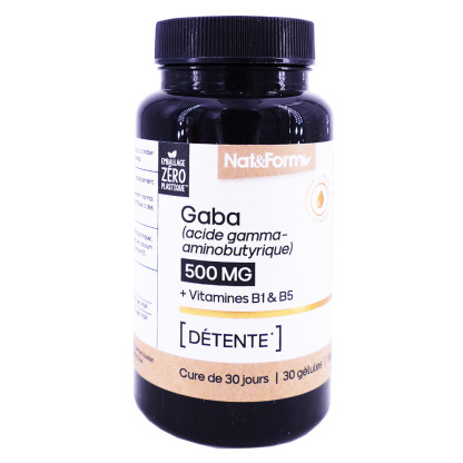 NAT&FORM GABA 500MG + VITAMINES B1 & B5 30 GELULES