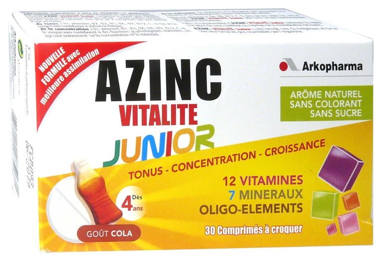 ARKOPHARMA AZINC VITALITE JUNIOR 30 COMPRIMES