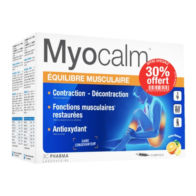 3C PHARMA MYOCALM EQUILIBRE MUSCULAIRE LOT DE 2X 20 AMPOULES