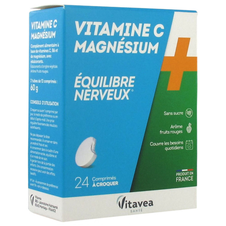 VITAVEA EQUILIBRE NERVEUX VITAMINE C MAGNESIUM 24 COMPRIMES