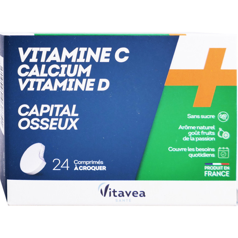 VITAVEA VITAMINE C CALCIUM VITAMINE D CAPITAL OSSEUX 24 COMPRIMES