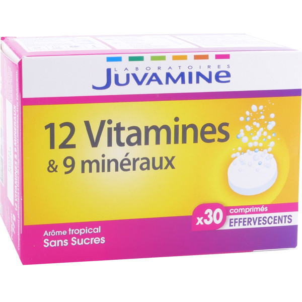 JUVAMINE 12 VITAMINES & 9 MINÉRAUX 30 COMPRIMES AROME TROPICAL ...