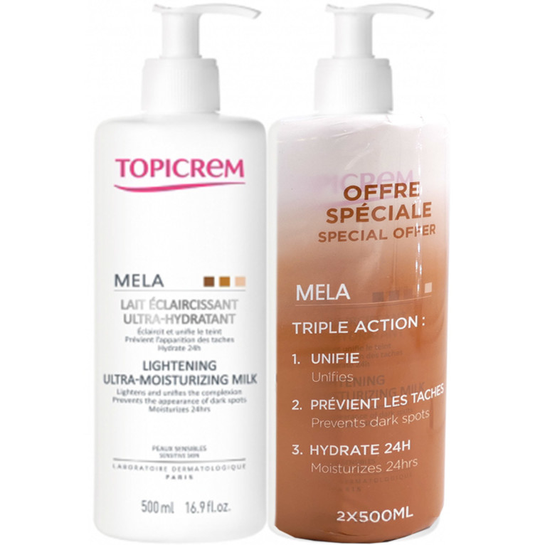 TOPICREM MELA LAIT ECLAIRCISSANT ULTRA HYDRATANT 2X500ML