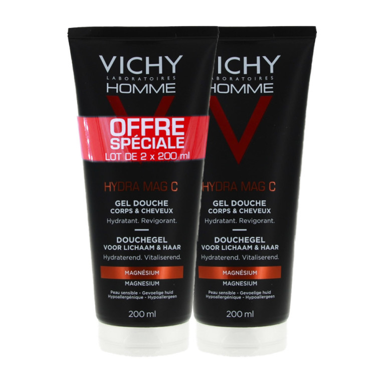VICHY HOMME HYDRA MAG C GEL DOUCHE 2 X 200 ML