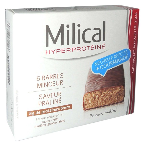 MILICAL HYPERPROTEINE 6 BARRES MINCEUR SAVEUR PRALINE - Minceur ...