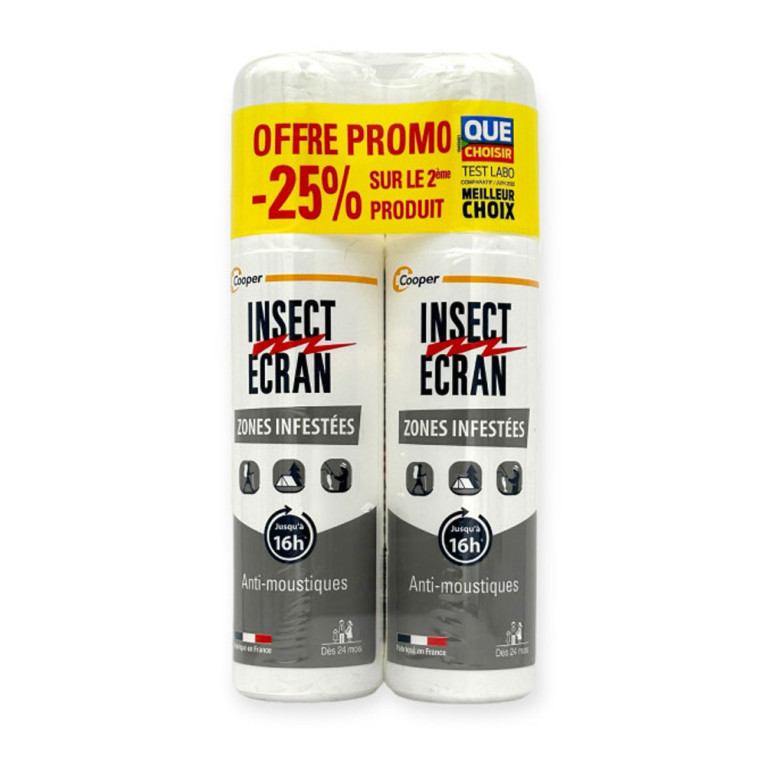 INSECT ECRAN ANTI-MOUSTIQUES ZONES INFESTEES LOT DE 2X100ML