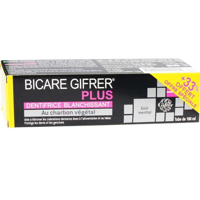 BICARE GIFRER PLUS DENTIFRICE 75ML CHARBON VEGETAL