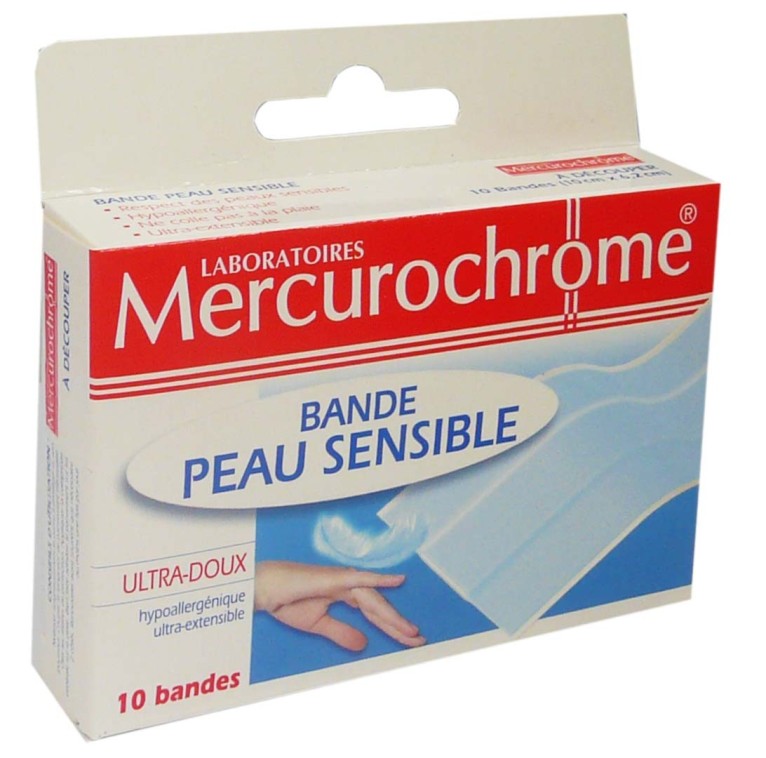 MERCUROCHROME BANDE PEAU SENSIBLE X10
