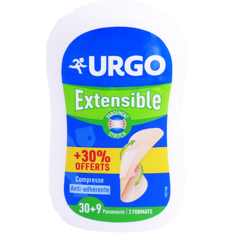 URGO EXTENSIBLE COMPRESSE ANTI ADHERENTE 30+9 PANSEMENTS