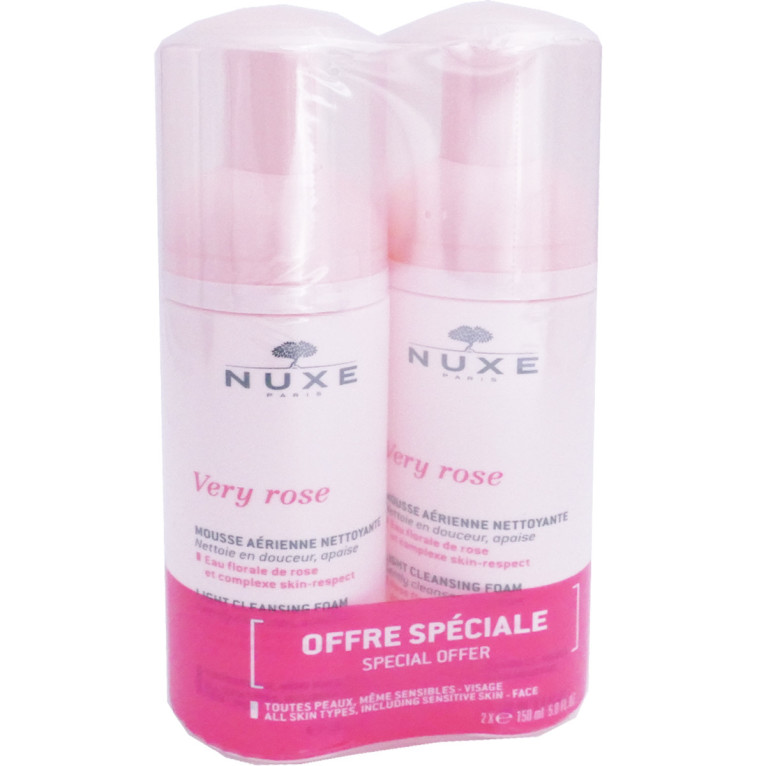 NUXE VERY ROSE MOUSSE AERIENNE NETTOYANTE 2X150 ML